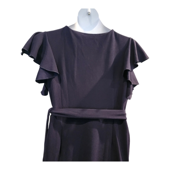 Oten | Dresses | Nwt Oten Navy Deep V Neck Ruffle Sleeve Sheath Faux ...